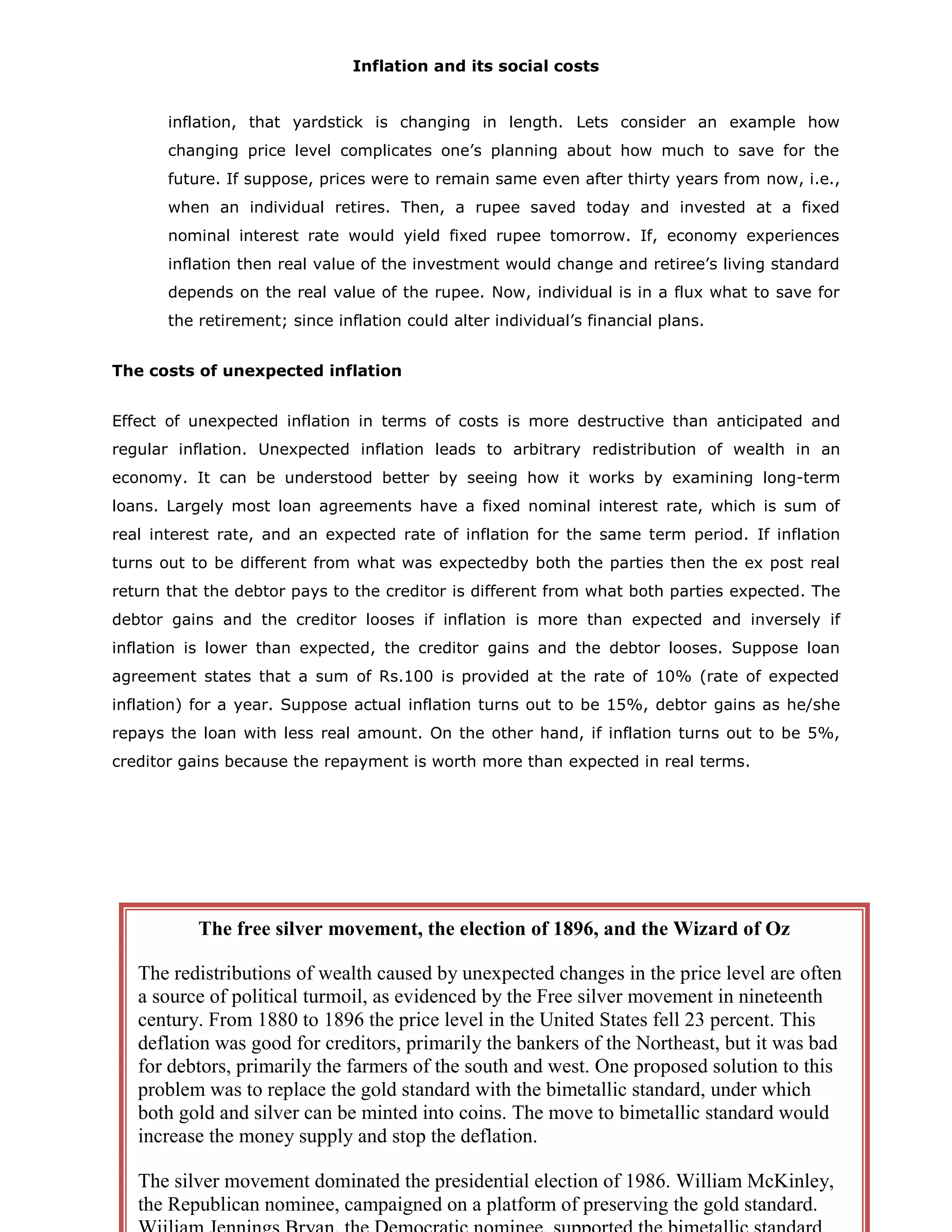 Inflation and social cost | PDF