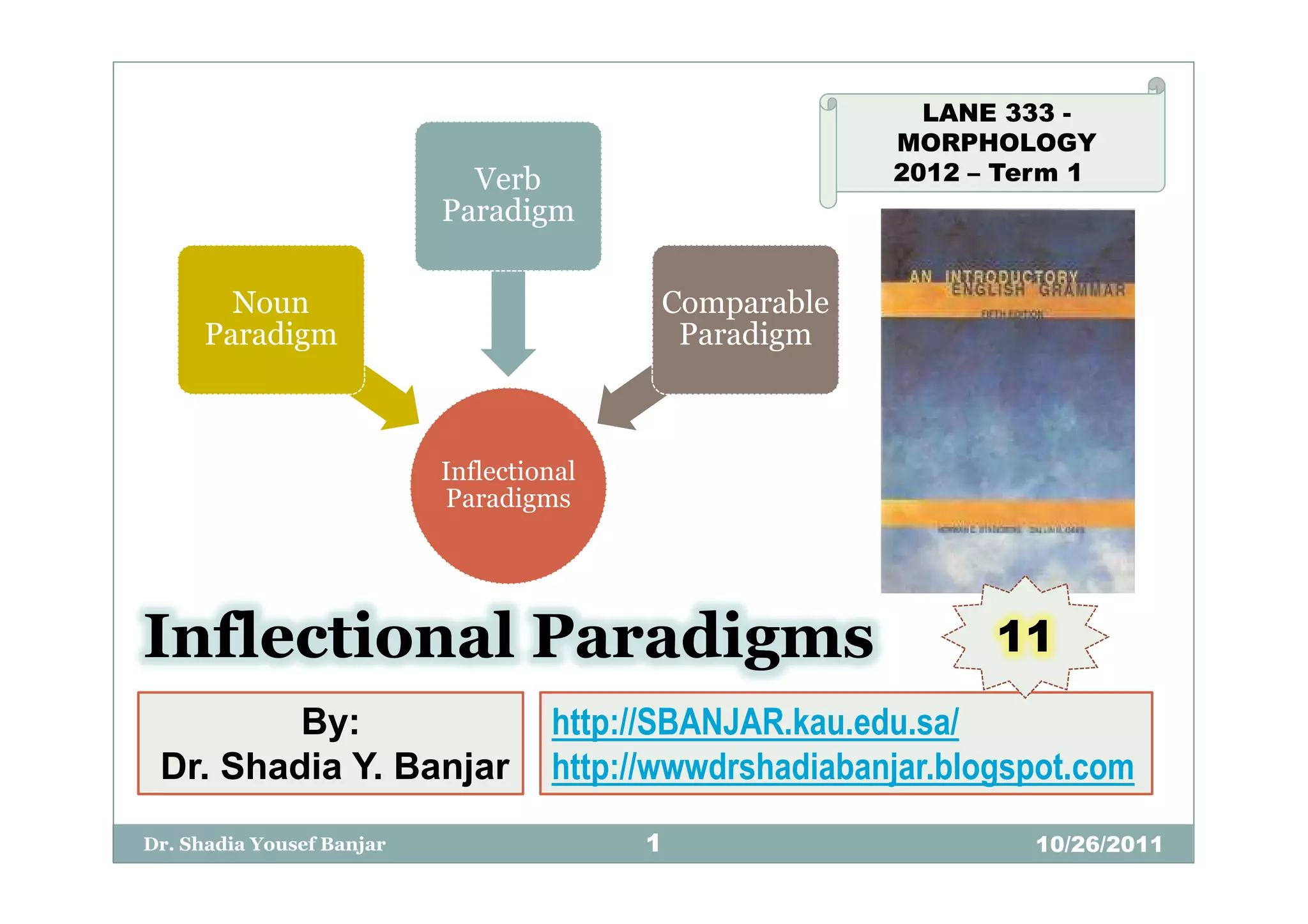 Inflectional Paradigms - morphology- Dr. Shadia Yousef Banjar | PDF
