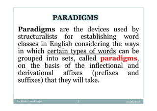 Inflectional Paradigms - morphology- Dr. Shadia Yousef Banjar | PDF