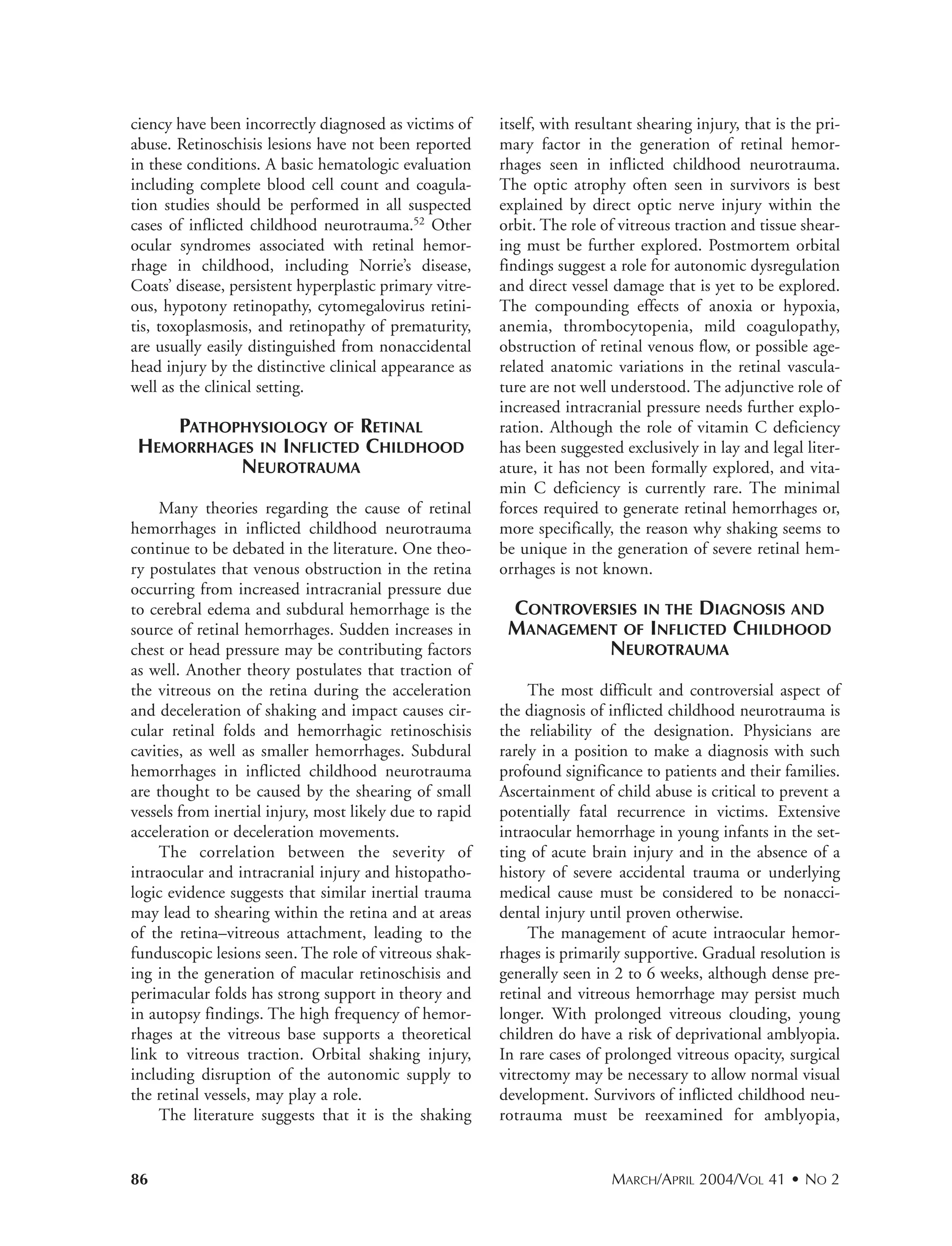 Inflicted childhood neurotrauma (shaken baby syndrome) ophthalmic ...
