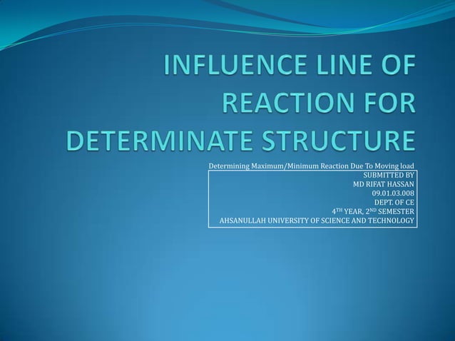 Influence line of reaction for determinate structure: determining maximum /minimum reaction due ...