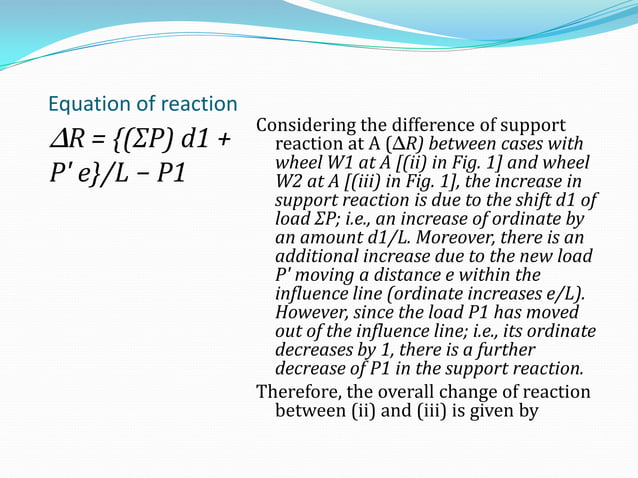 Influence Line Of Reaction For Determinate Structure Determining