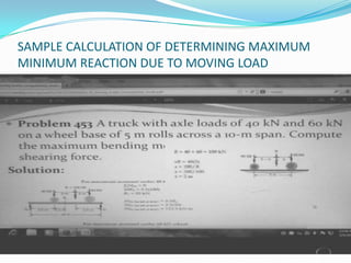 Influence line of reaction for determinate structure: determining maximum /minimum reaction due ...