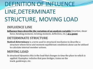 Influence line of reaction for determinate structure: determining ...