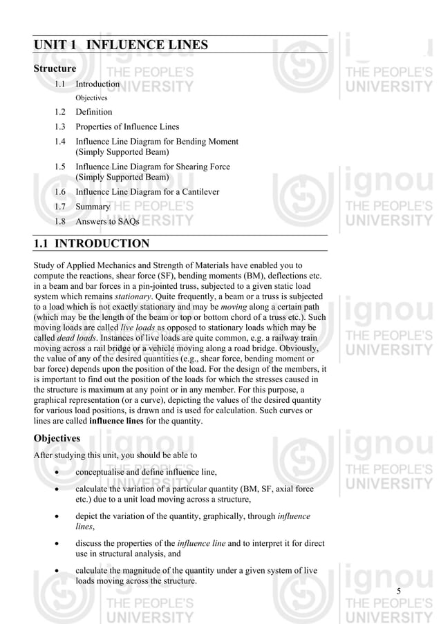 INFLUENCE LINES.pdf | Chemistry | Science
