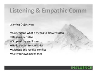 Listening Skills & Empathic Communications | PDF