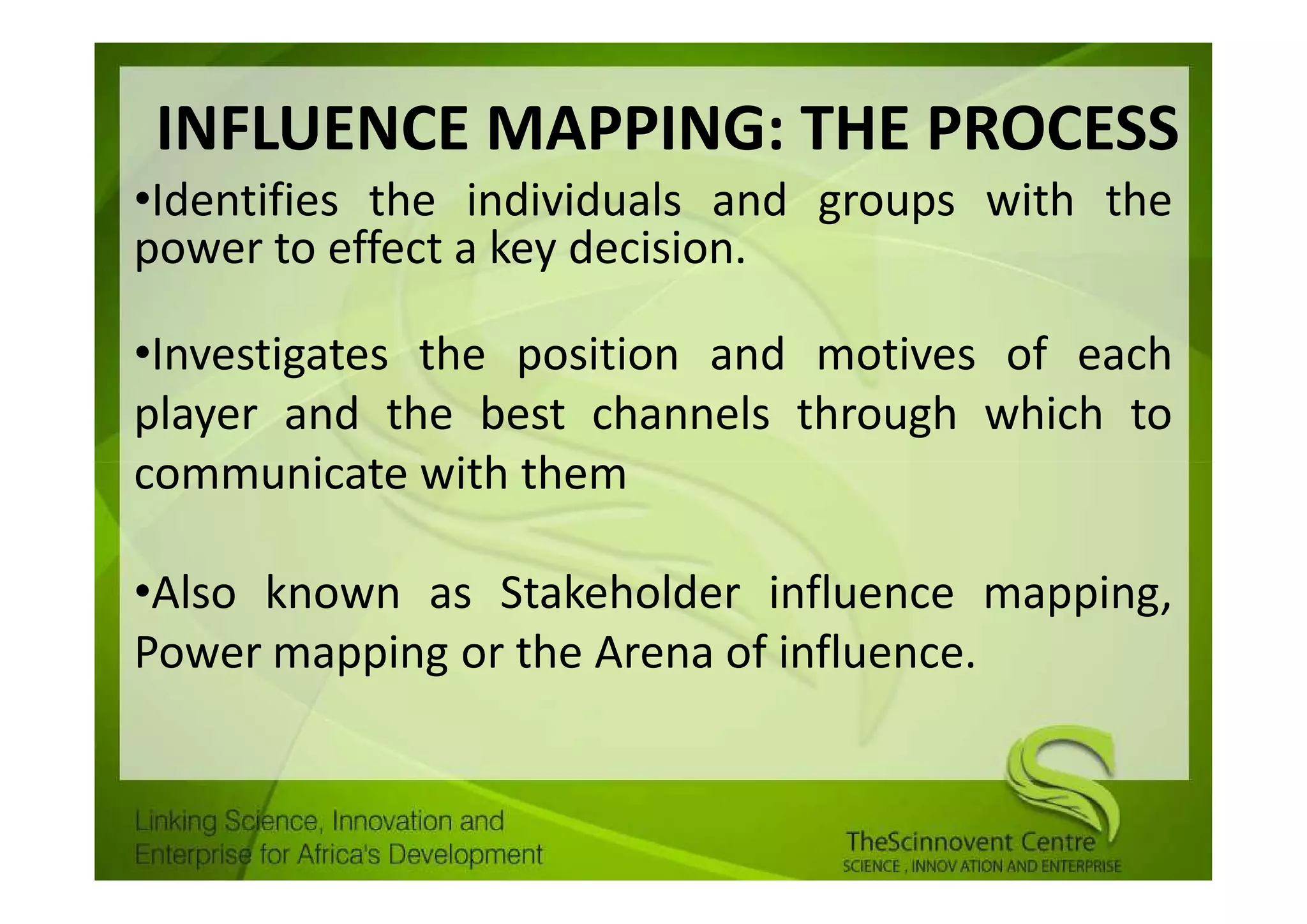 Influence mapping influencing policy change nairobi [compatibility mode] | PPT