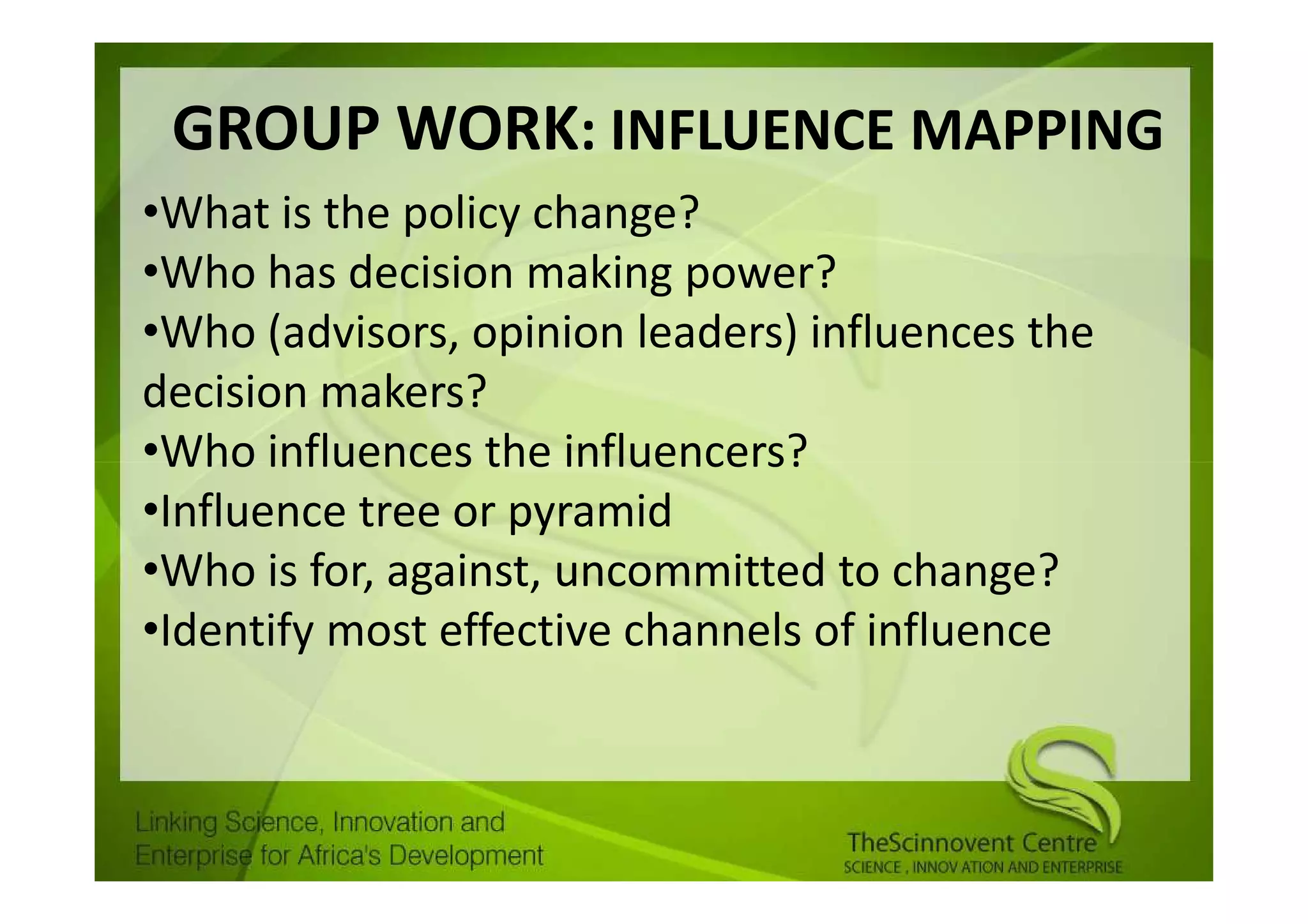 Influence mapping influencing policy change nairobi [compatibility mode ...