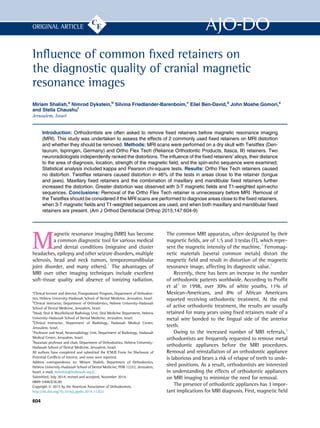 Influence of common fixed retainers on the diagnostic quality of ...