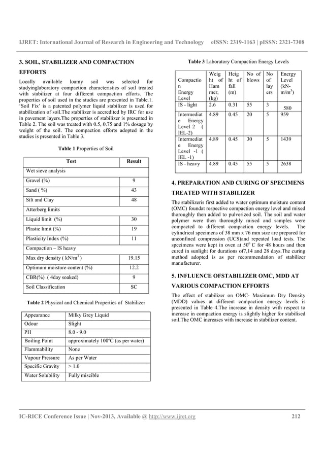 Influence of compaction energy on soil stabilized with chemical stabilizer | PDF