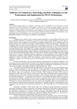 Influence of competency, knowledge and role ambiguity on job ...