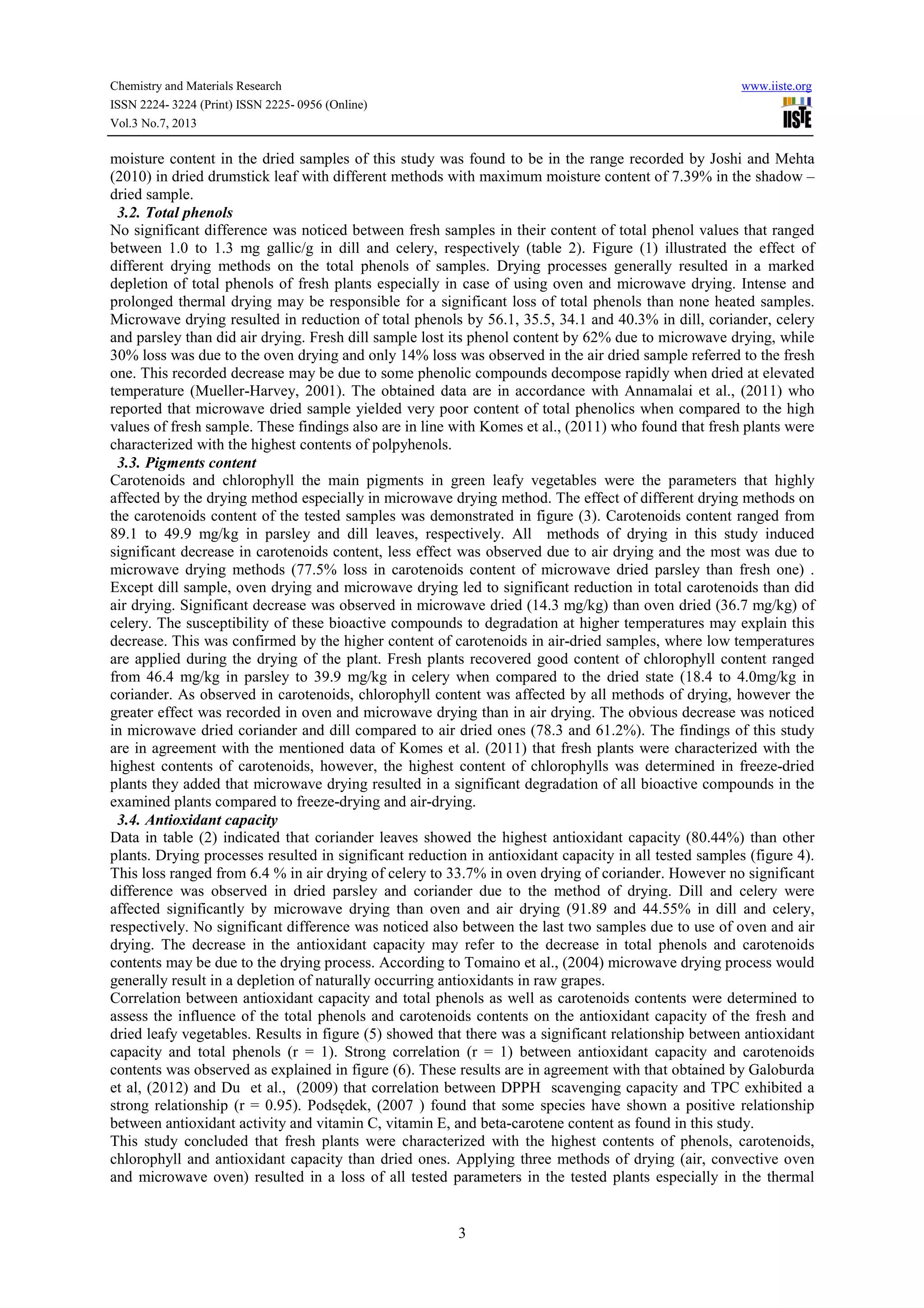 Influence Of Drying Process On The Functional Properties Of Some Plants