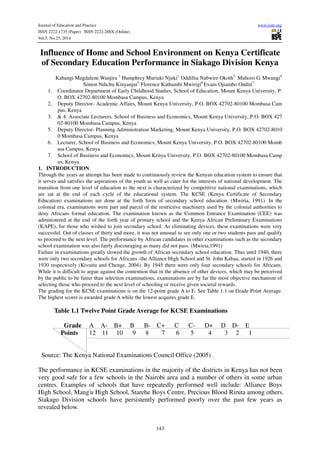 Influence of home and school environment on kenya certificate | PDF