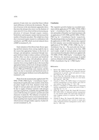 Influence of inm on growth and seed yield on okra | PDF