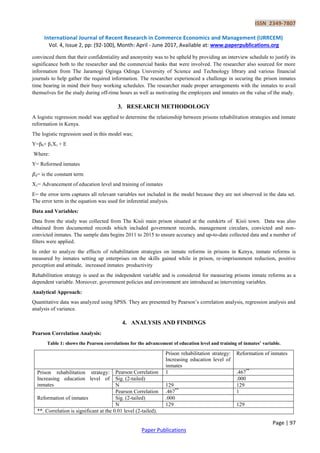 INFLUENCE OF KENYA PRISON REHABILITATION STRATEGIES ON REFORMATION OF ...