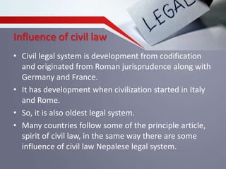 Influence of other legal system on nepalese legal | PPTX