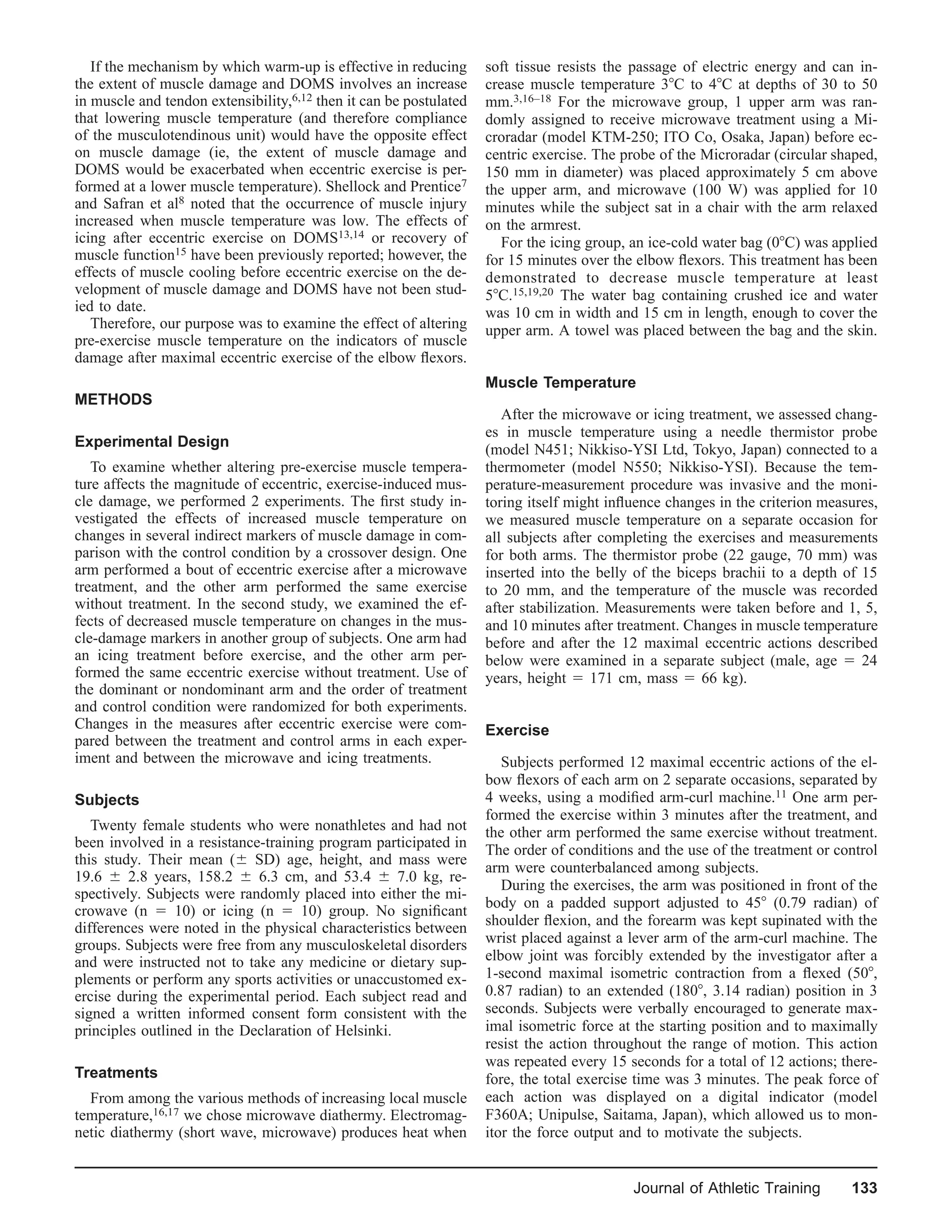 Influence of pre exercise muscle temperature on responses t | PDF