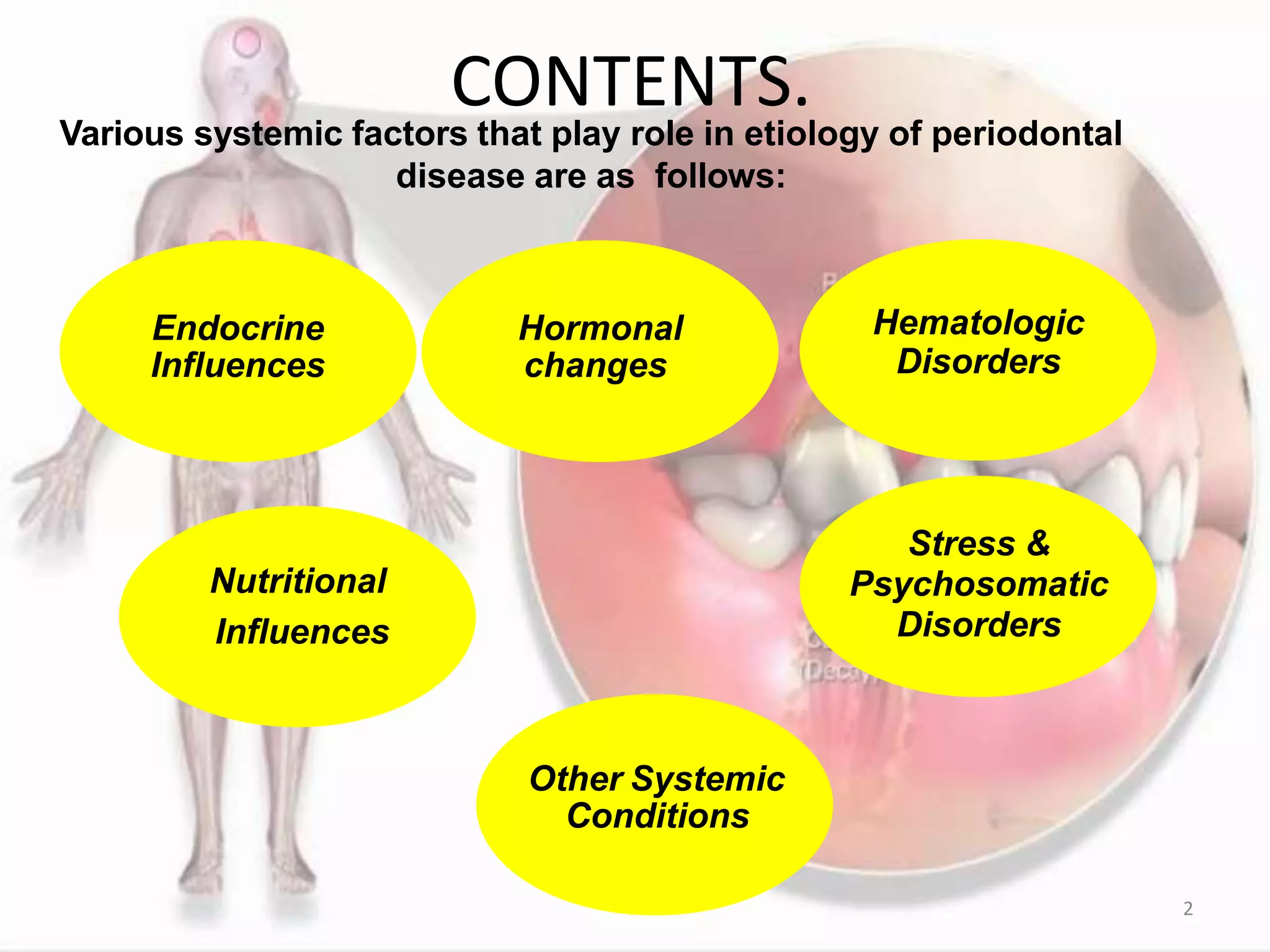 Influence of systemic diseases on periodontium. | PPTX