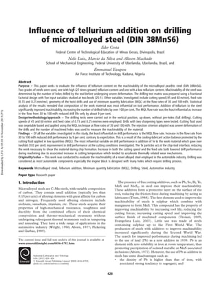 Influence of tellurium addition on drilling of microalloyed steel (din ...