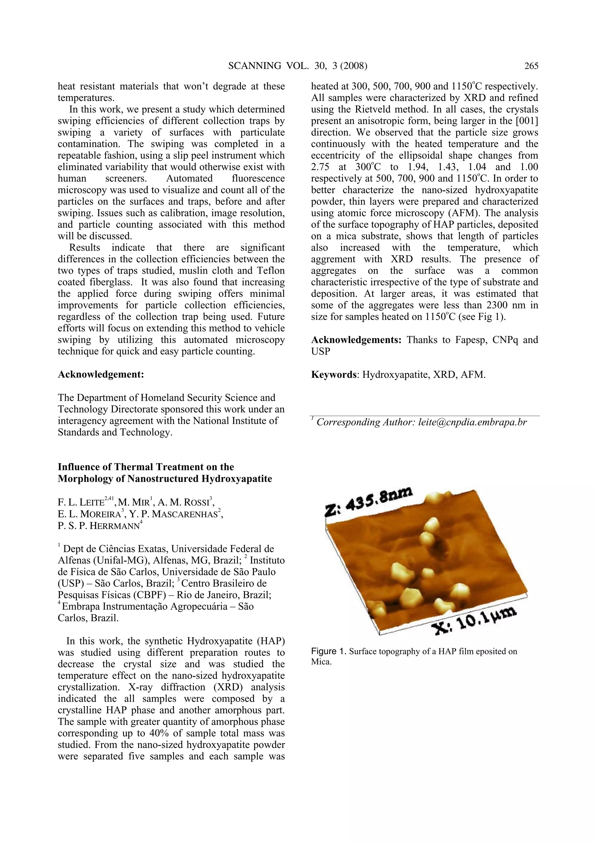 Influence of thermal treatment on the morphology of nanostructured hydroxyapatite scanning | PDF