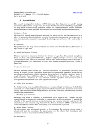 Influence of universal basic education (ube) facilities on school learning environment in lagos ...