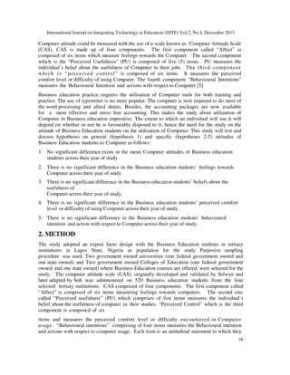 Influence of year of study on computer attitude of business education ...