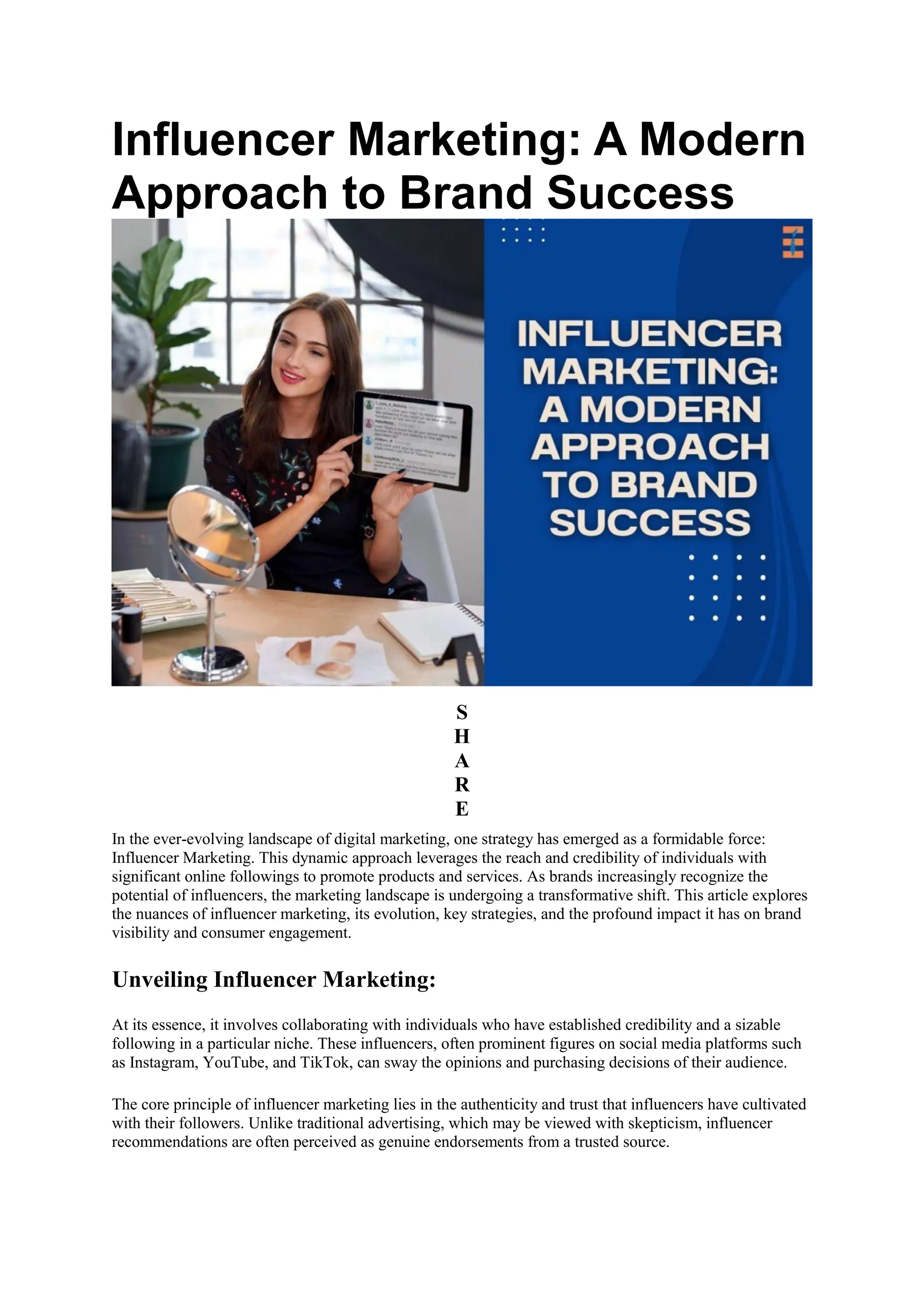 Influencer Marketing: A Modern Approach to Brand Success | PDF