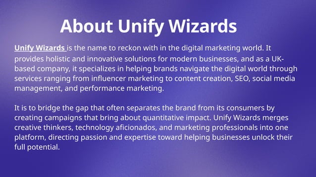 Influencer Marketing Agency UK - Unify Wizards | PPT