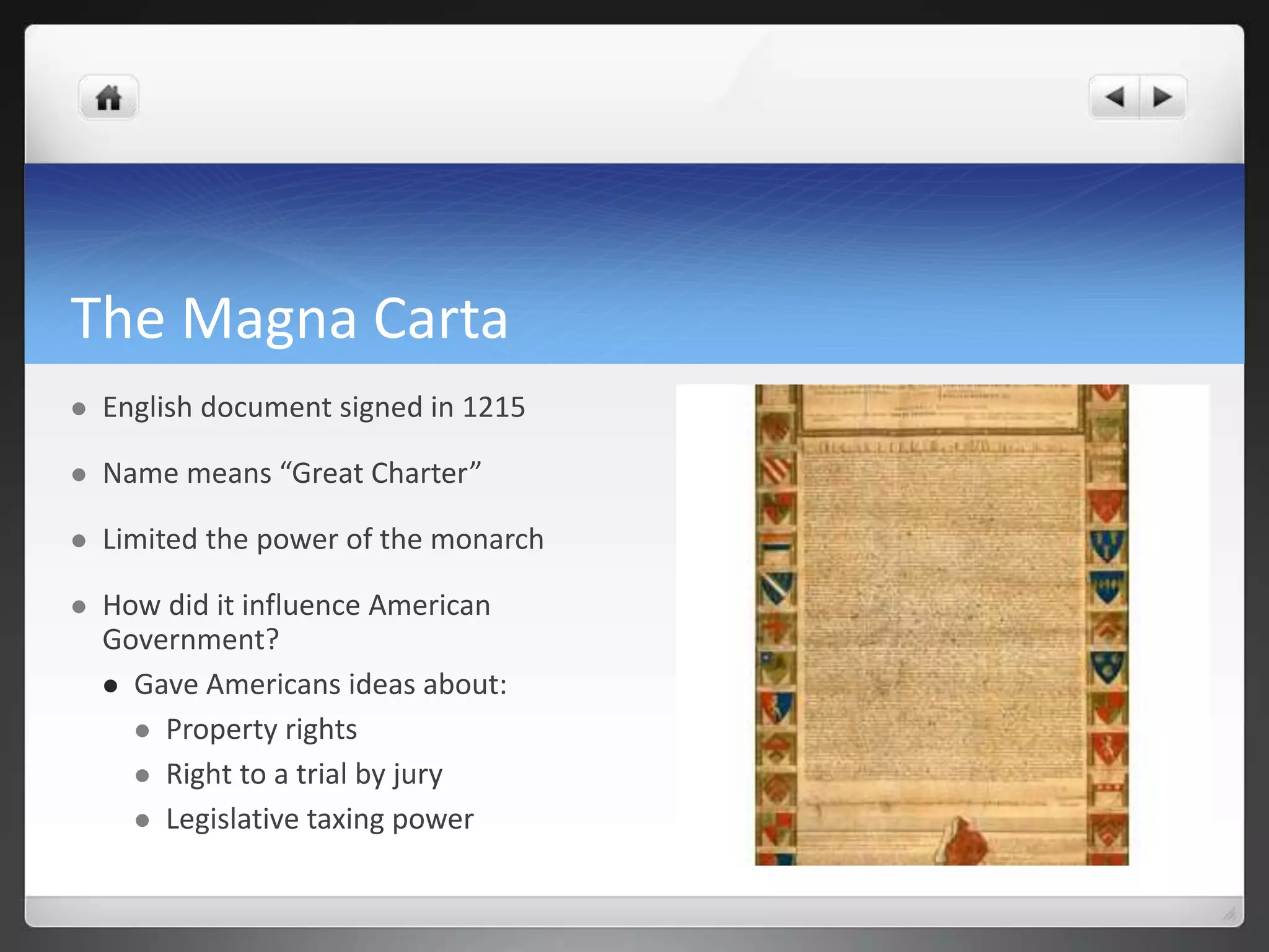 Influences on American Government- Magna Carta, English Bill of Rights ...