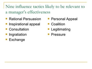 Influence, tactics, power and politics | PPT