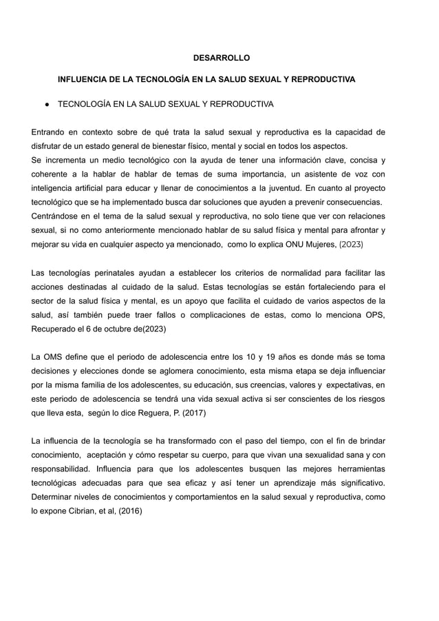 Influencia De La TecnologÍa En La Salud Sexal Y Reproductivapdf 