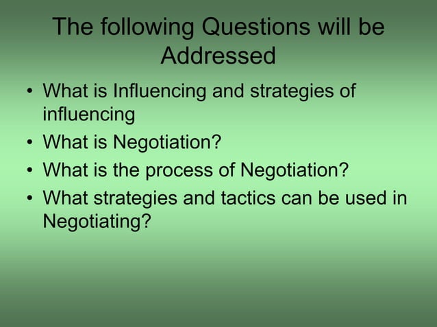 Influencing and Negotiation for Entrepreneurs | PPT