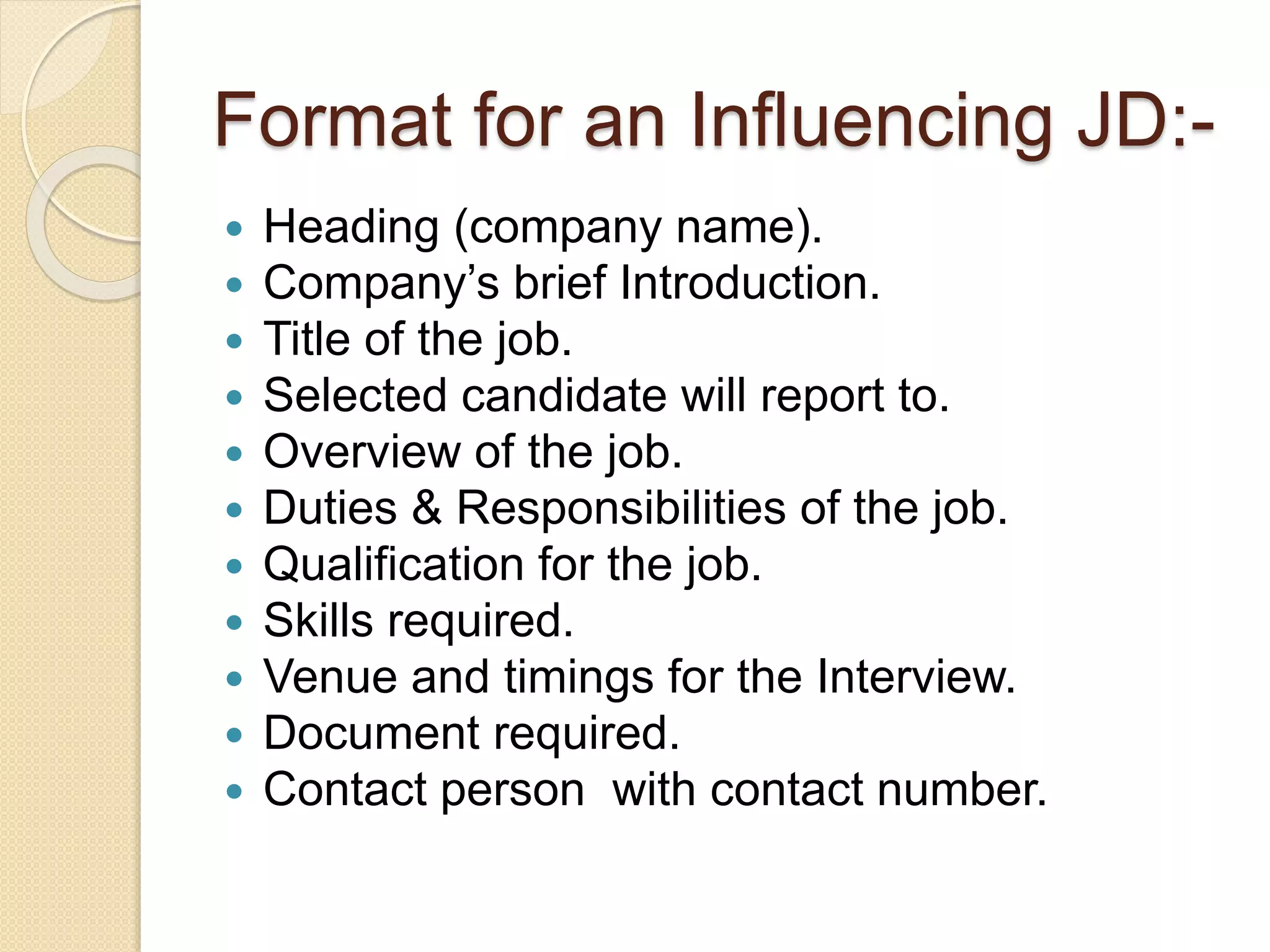 Influencing job description | PPTX