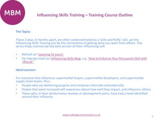 Influencing Skills Training - Training Course Outline | PPT