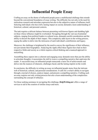 Influential People Essay | PDF
