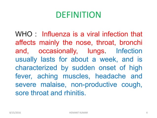 Influenza | PPTX | Cold and Flu | Diseases and Conditions
