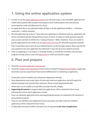 Information about admission in simon fraser university | DOCX