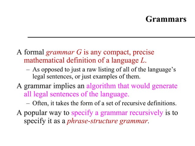 INFO-2950-Languages-and-Grammars.ppt | Programming Languages | Computing
