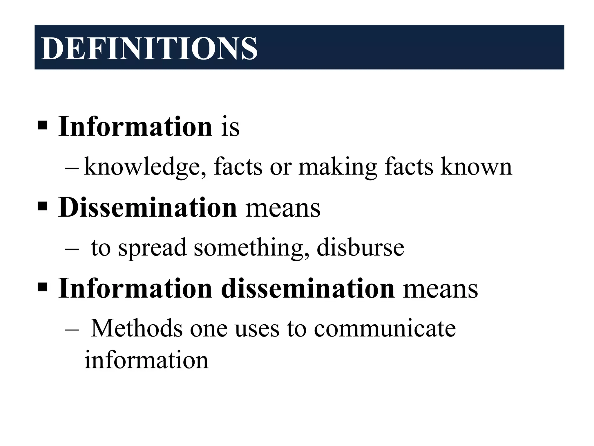 INFORMATION RETRIEVAL ‎AND DISSEMINATION | PPSX