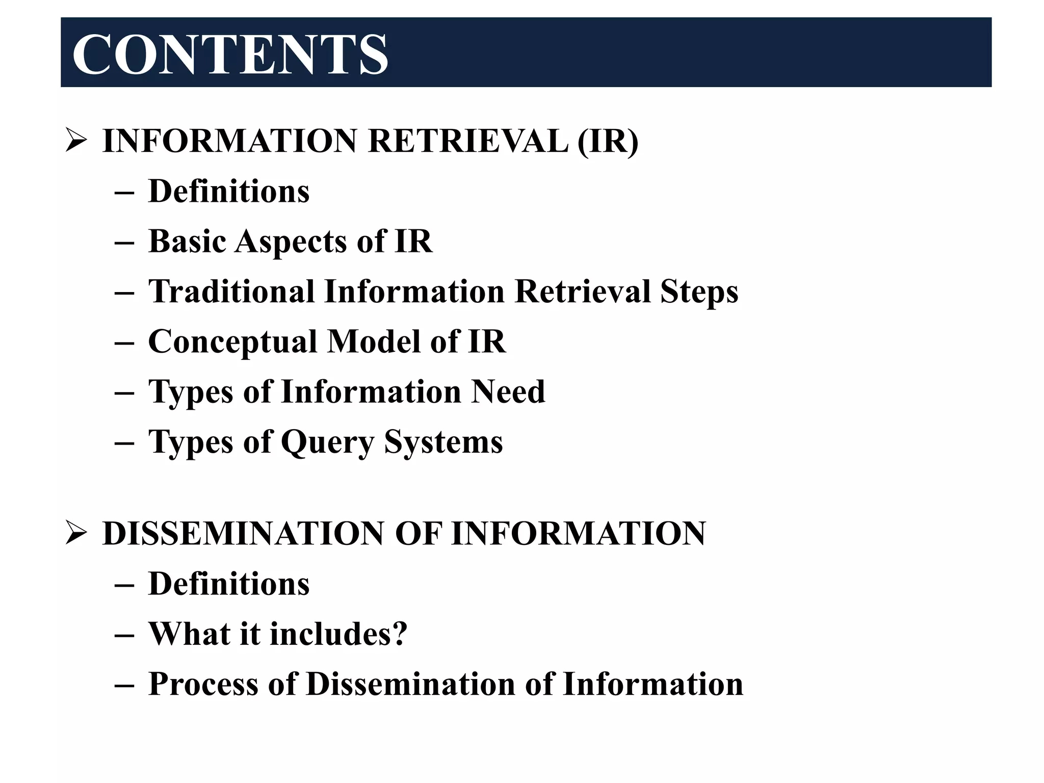 INFORMATION RETRIEVAL ‎AND DISSEMINATION | PPSX | Search | Internet