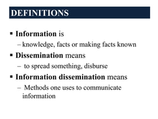 INFORMATION RETRIEVAL ‎AND DISSEMINATION | PPSX