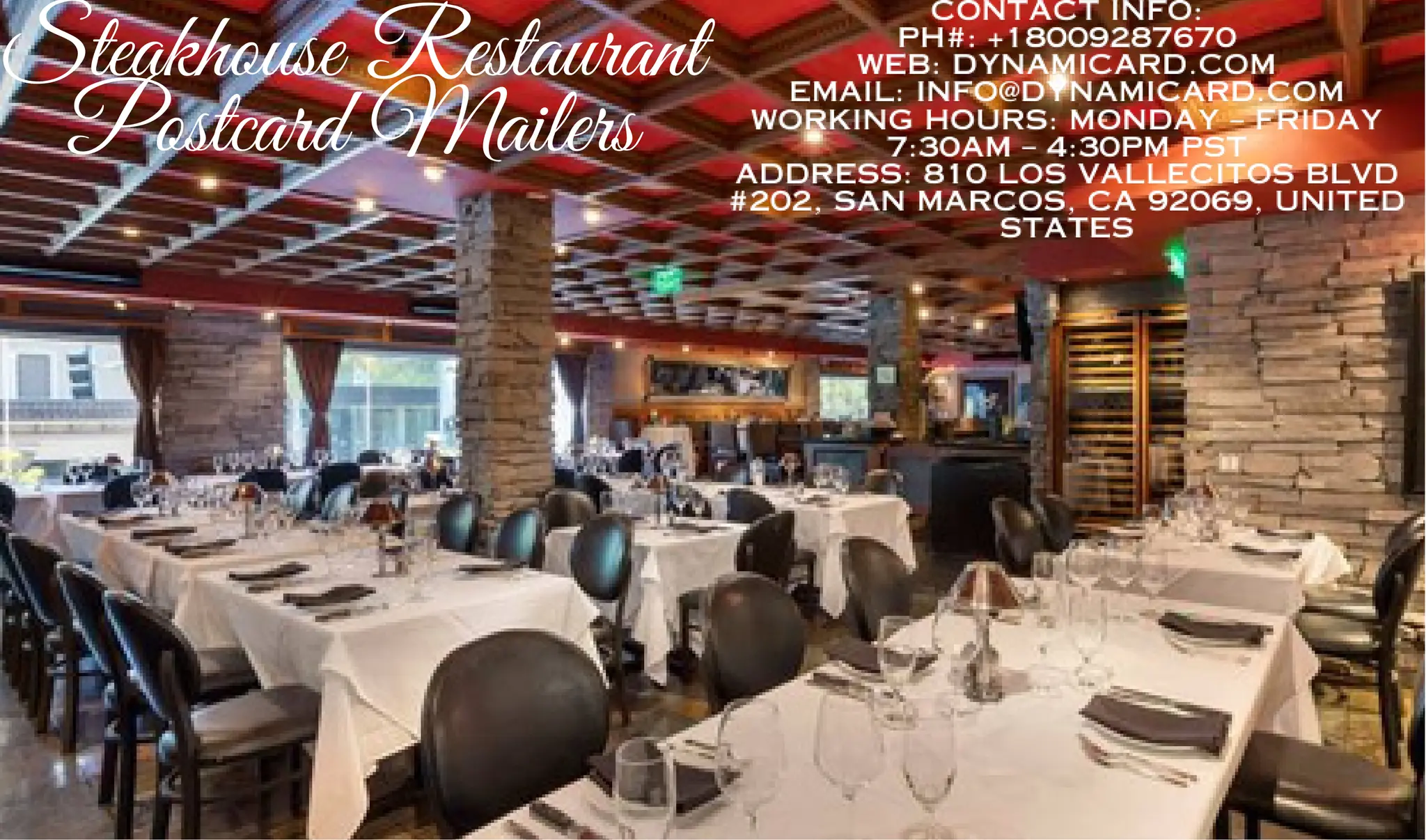 Steakhouse Restaurant Plastic Postcard Mailers | PPT