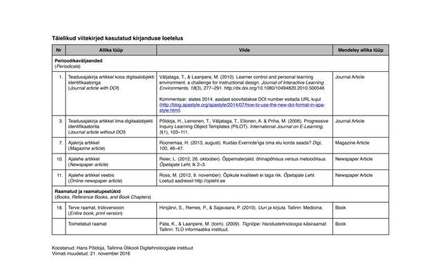 Infoallikad, infootsing ja viitamine | PPT