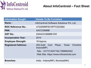 InfoCentroid Software Solutions Pvt. Ltd.| InfoCentroid | PPT