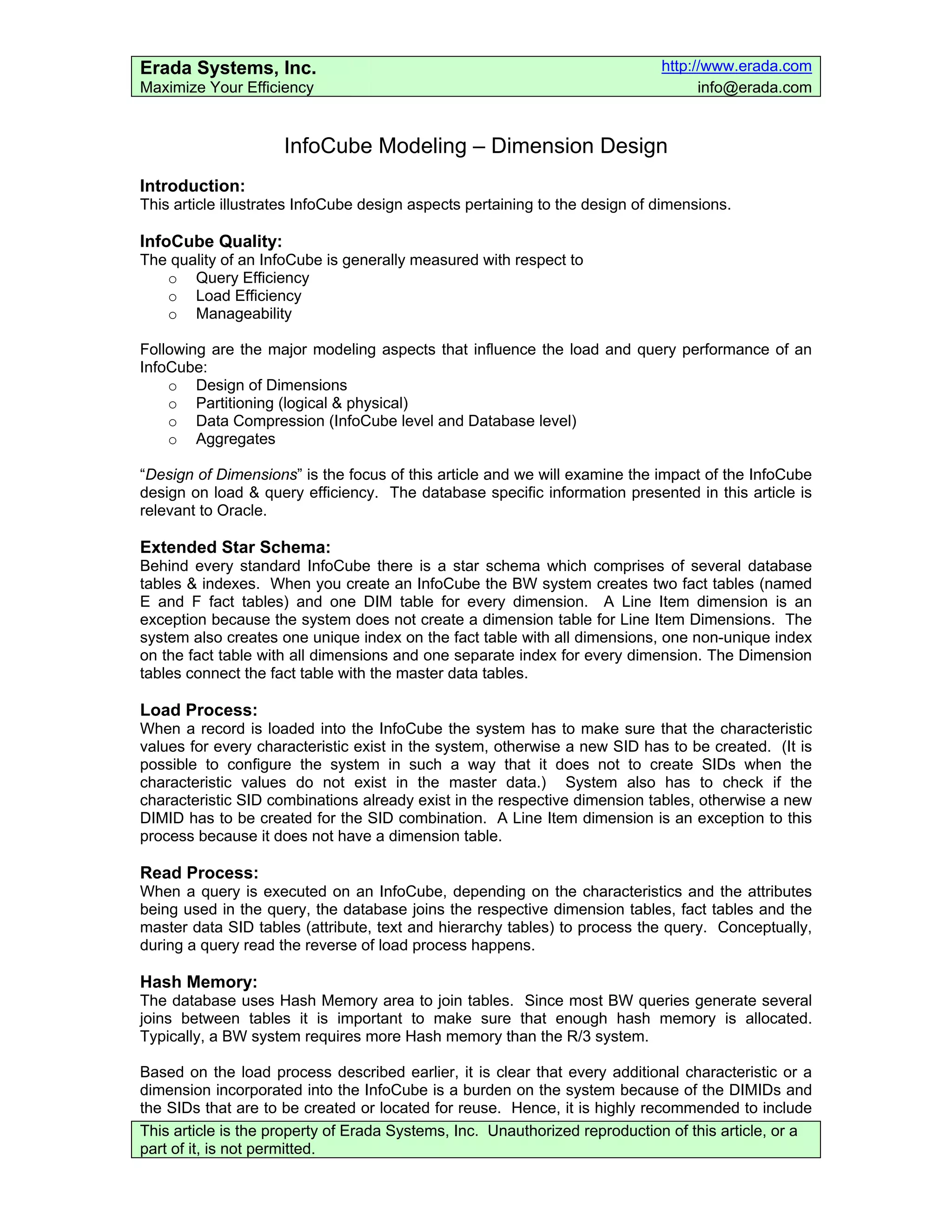 Info cube modeling_dimension_design_erada_bw_infoalert | PDF