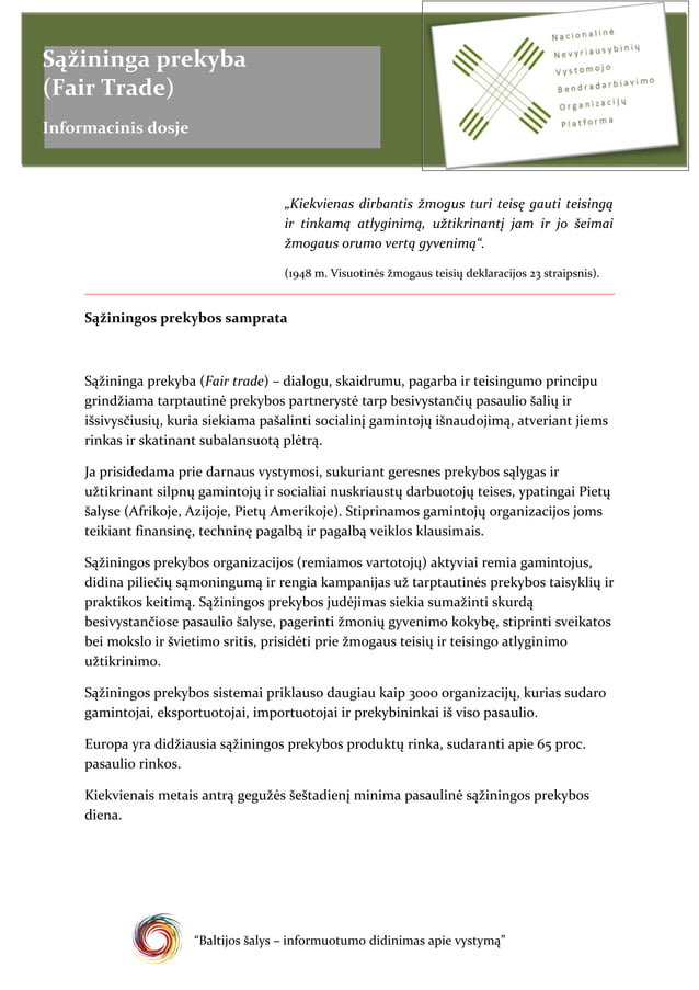 Sazininga prekyba - fair trade | PDF