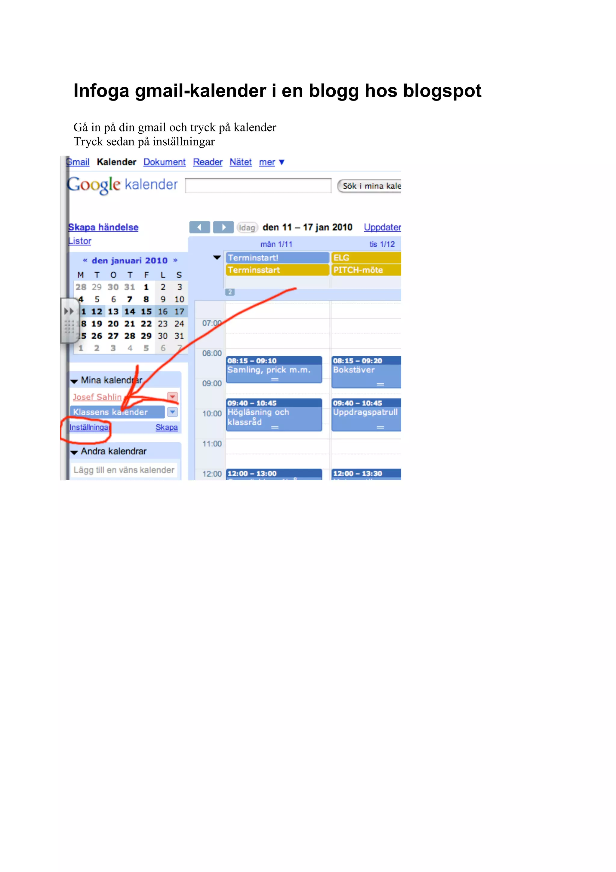 Infoga Kalender I Blogg | PDF