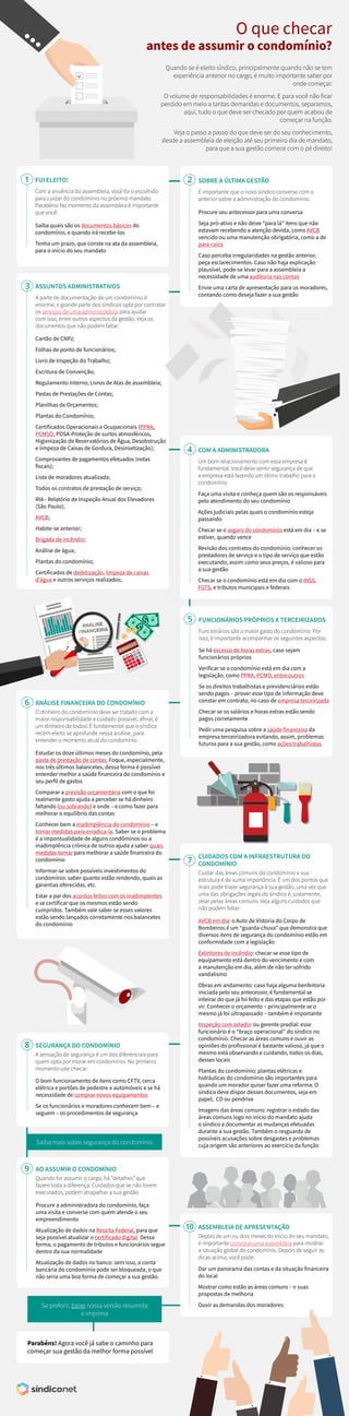 Infografico checklist assumindo-cargo-sindiconet | PDF