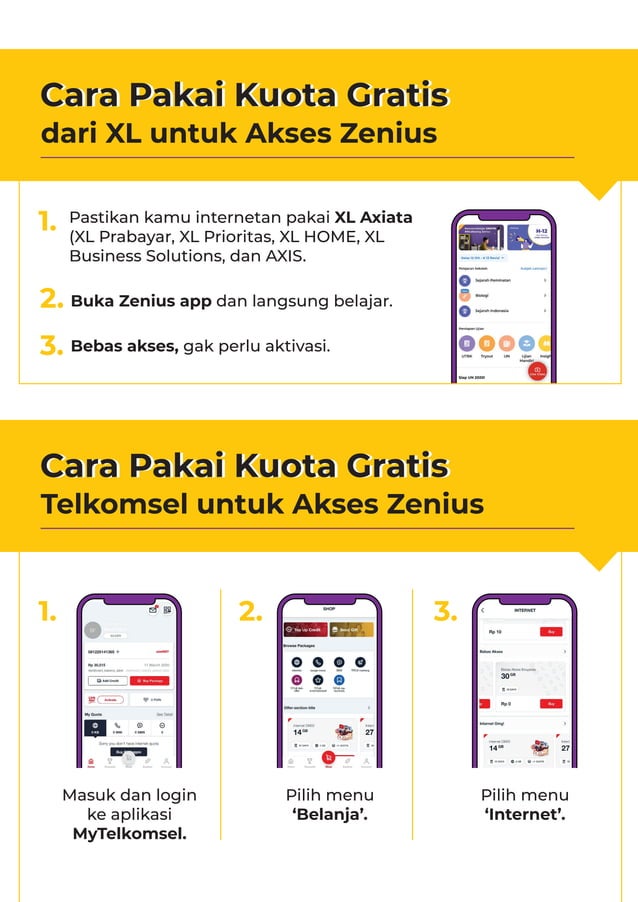 Infografis instruksi cara pakai kuota gratis new | PDF