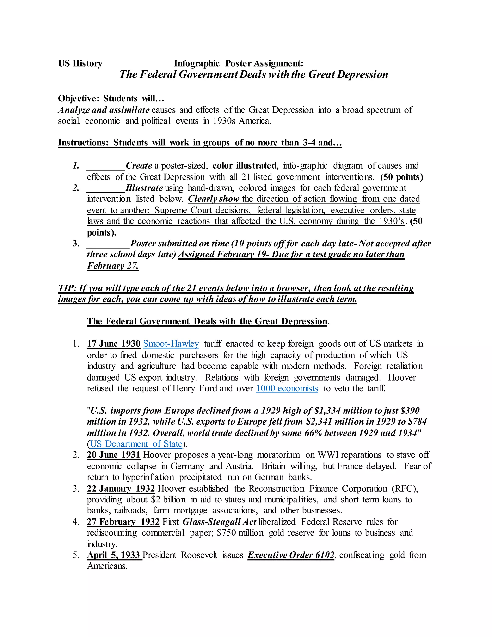 InfoGraphic Poster Assignment: The Federal Government Deals with the ...
